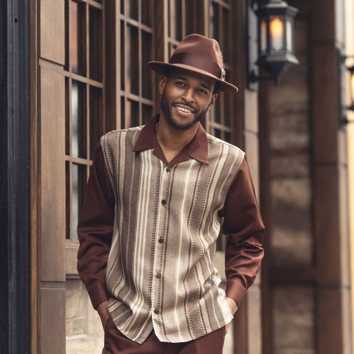 Stride Collection: Montique Men’s Vertical Stripe Long Sleeve 2-Piece ...