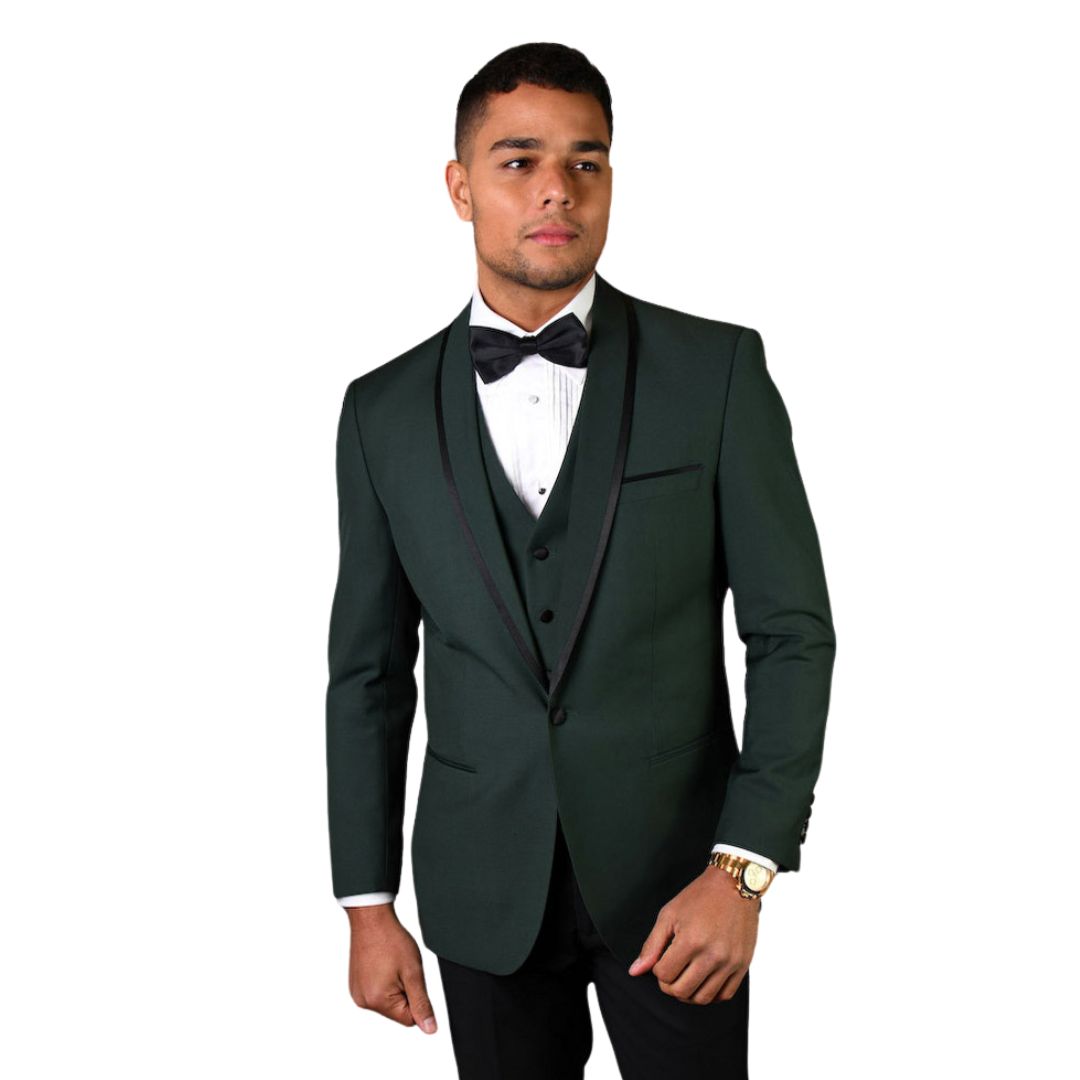 Empire Elegance Collection: 3-Piece 100% Wool Tailored Fit Suit with B ...