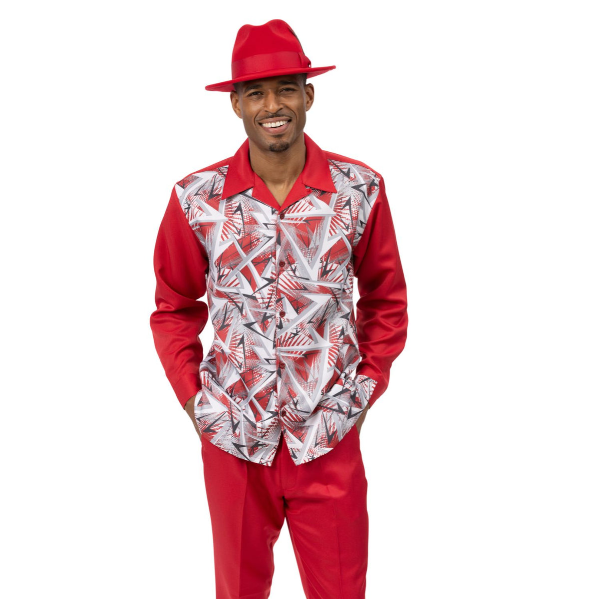 Neowise Collection: Red Abstract Pattern Long Sleeve Walking Suit ...