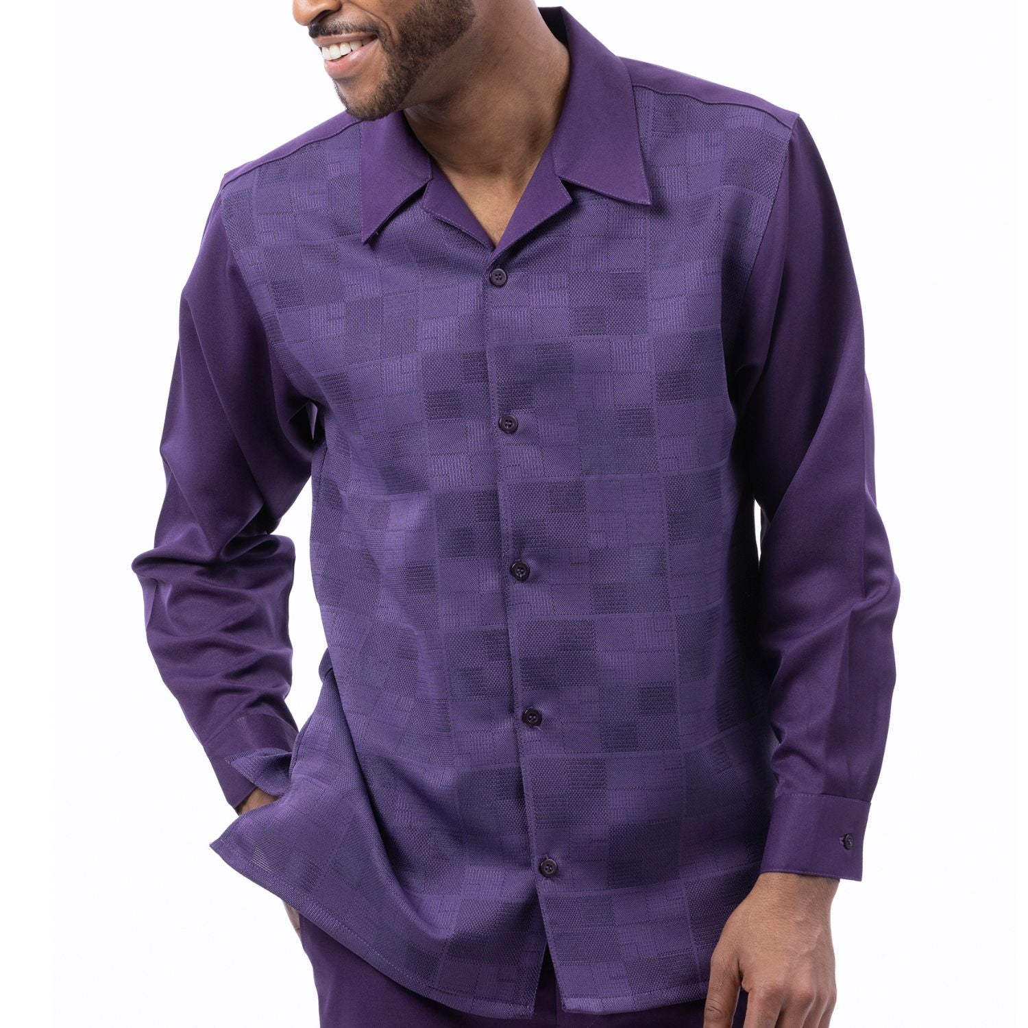 Cynos Collection: Montique Men’s Grape Checkerboard Jacquard Pattern L ...