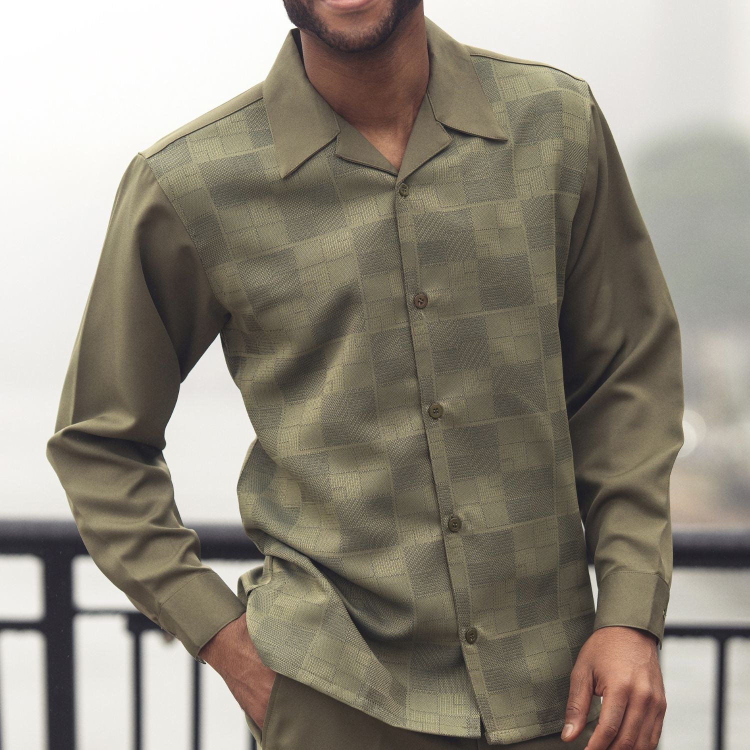 Cynos Collection: Montique Men’s Olive Checkerboard Jacquard Pattern L ...