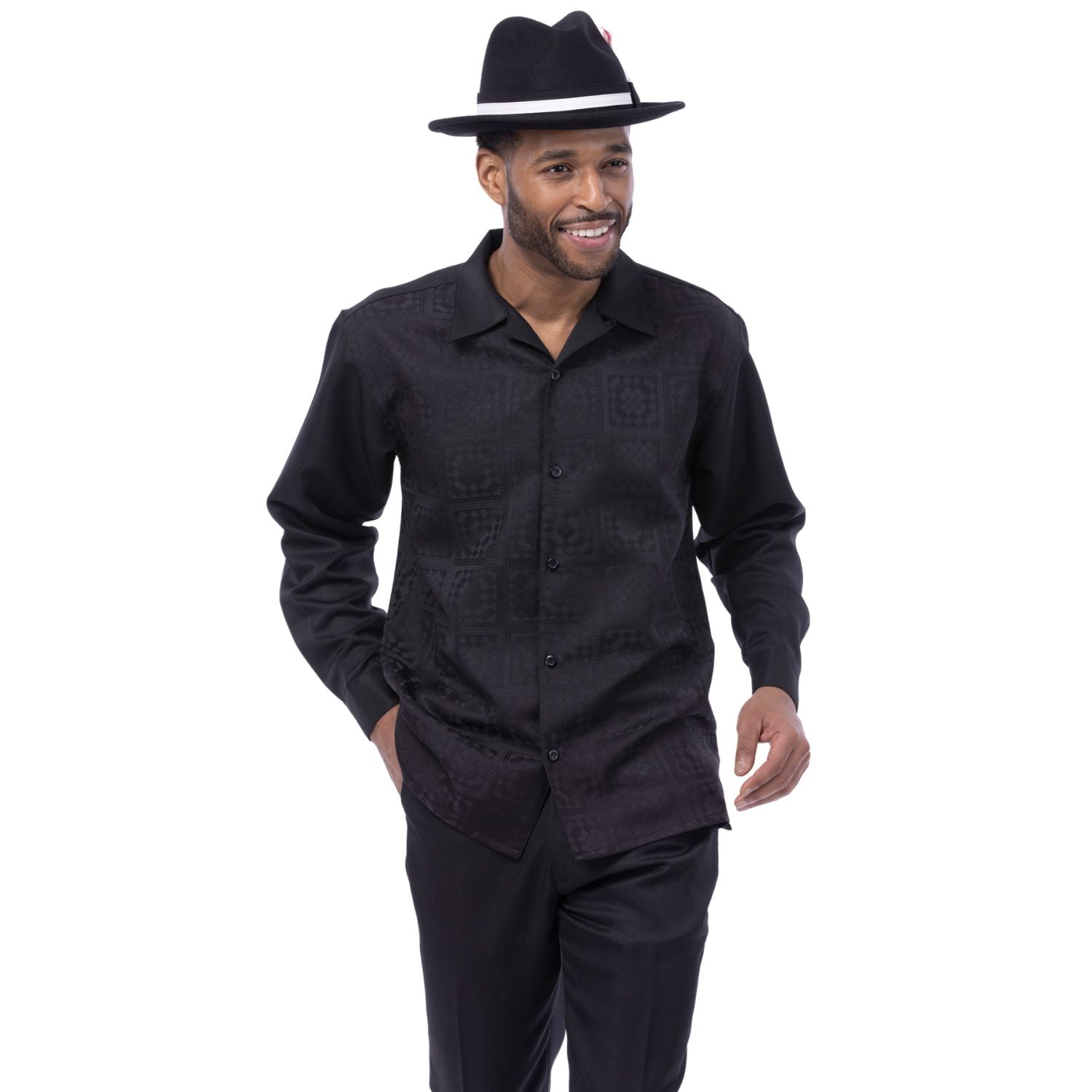 Kaelith Collection: Montique Black Long Sleeve 2-Piece Set with Subtle ...