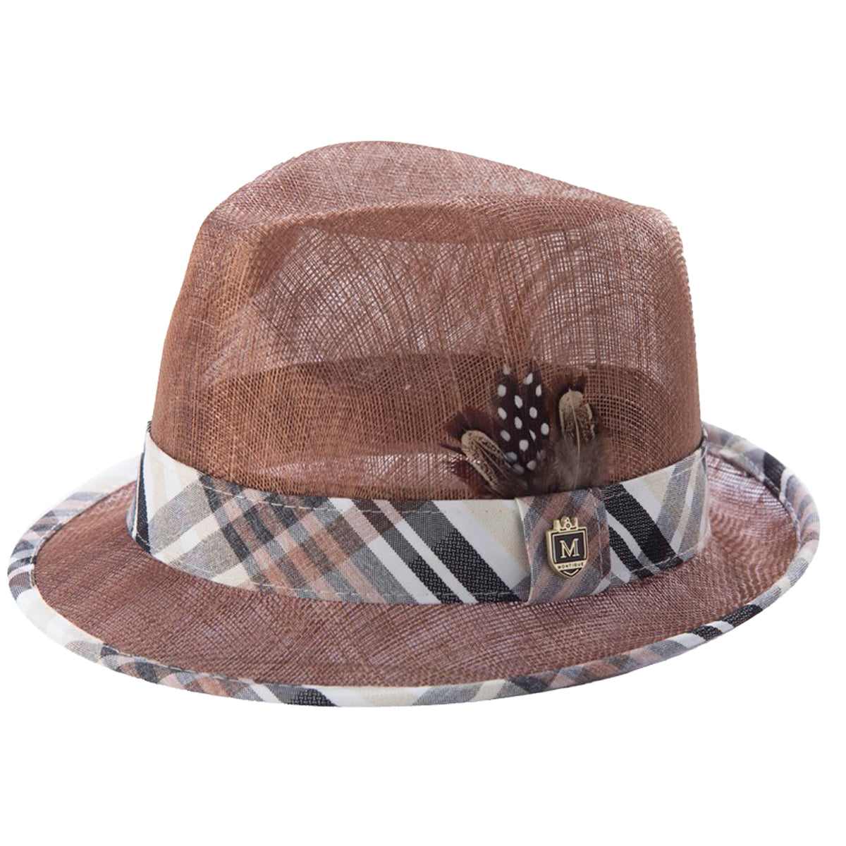 Montique Men's Sinamay Straw Stingy Brim Fedora Hat H685 - Brandy ...