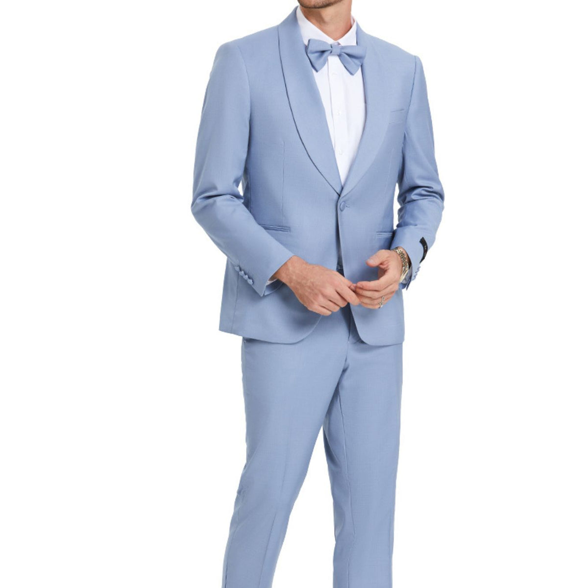 Distinction Collection: Men's Solid 2-Piece Suit In Beau Blue - Slim F ...