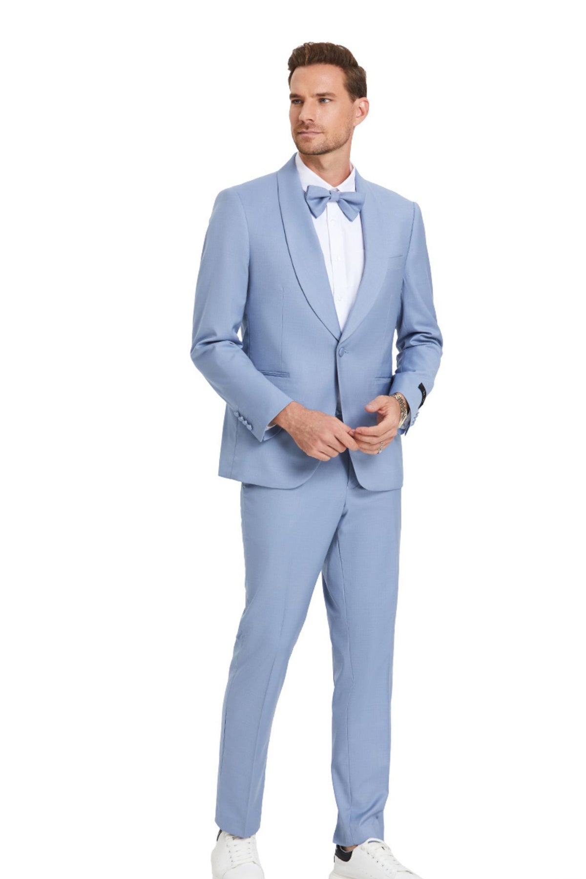Distinction Collection: Men's Solid 2-Piece Suit In Beau Blue - Slim F ...