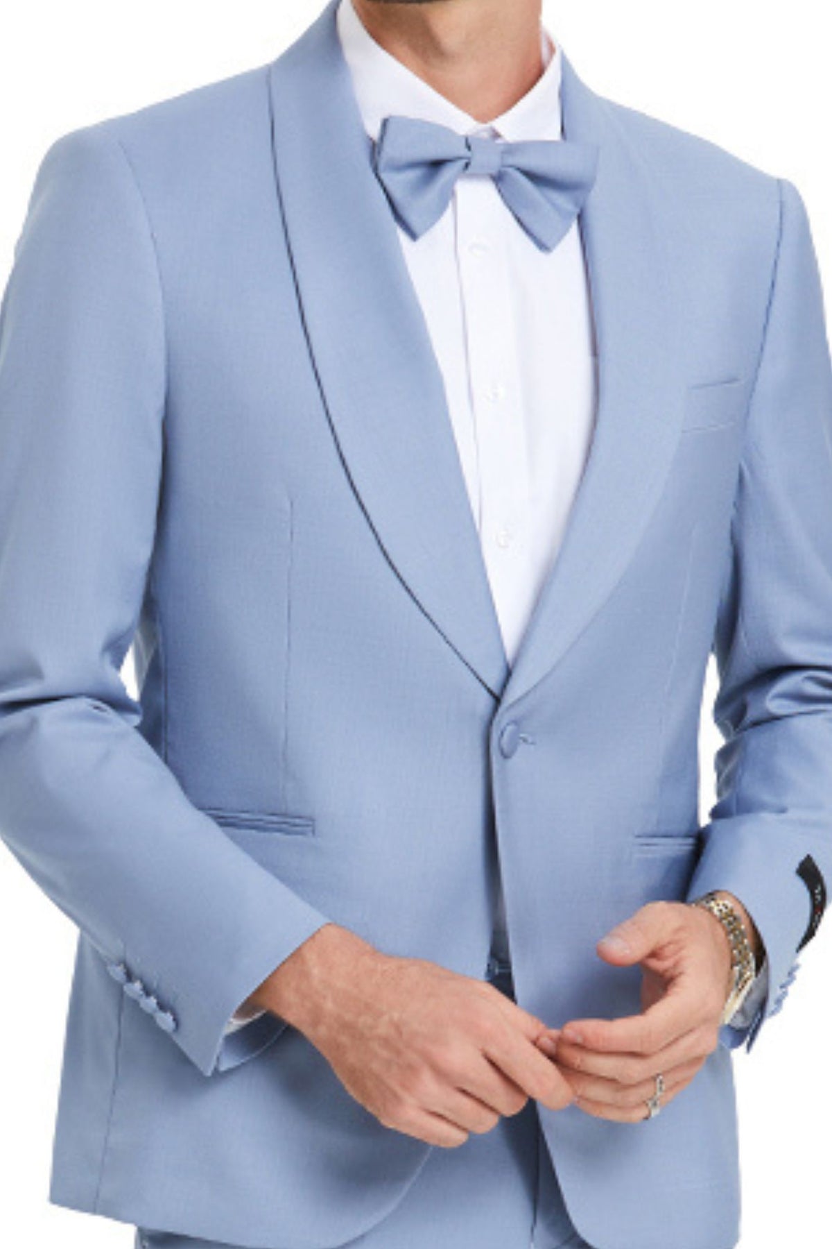 Distinction Collection: Men's Solid 2-Piece Suit In Beau Blue - Slim F ...