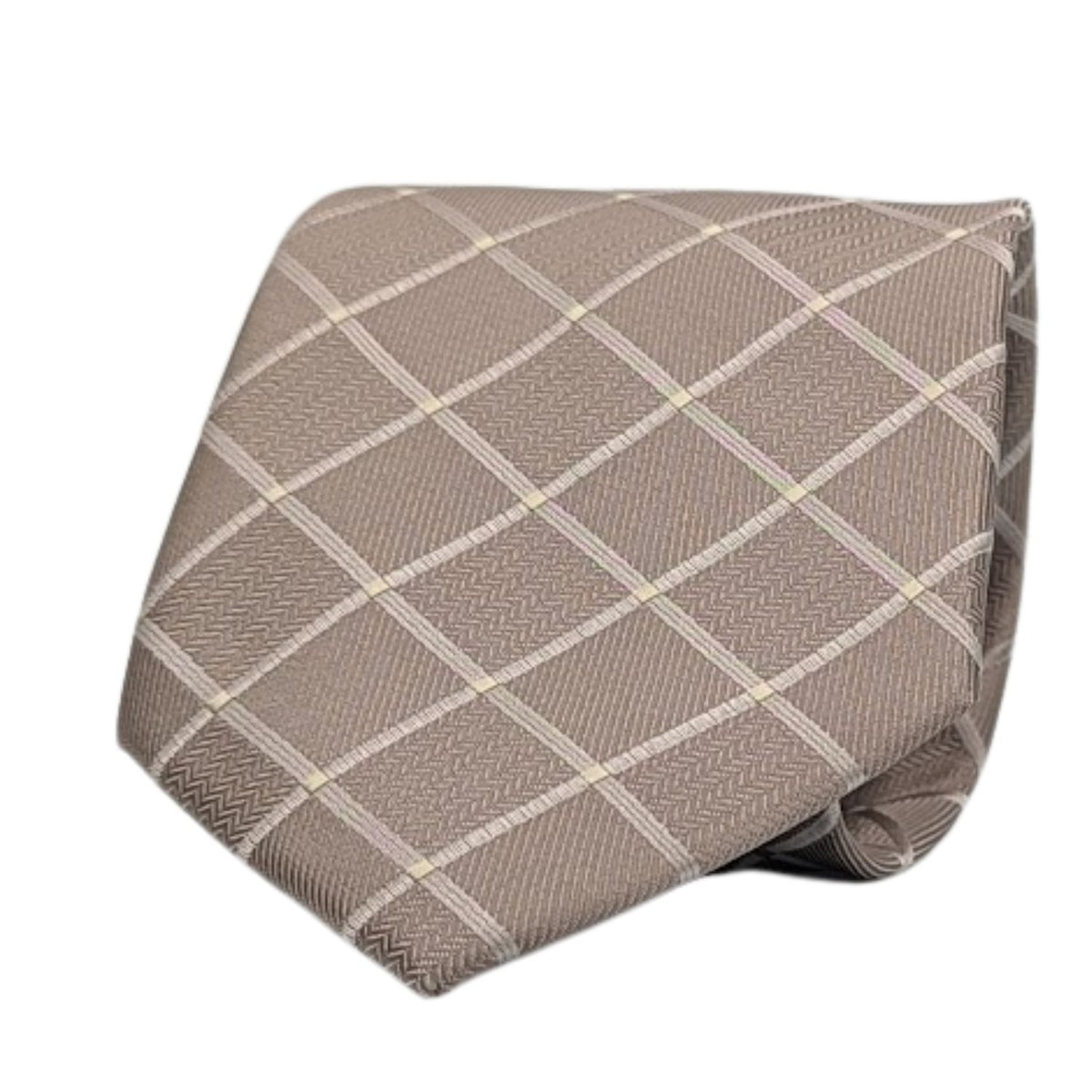 Diamond Collection: Beige Tie with Tonal Diamond Stitching – Suits & More