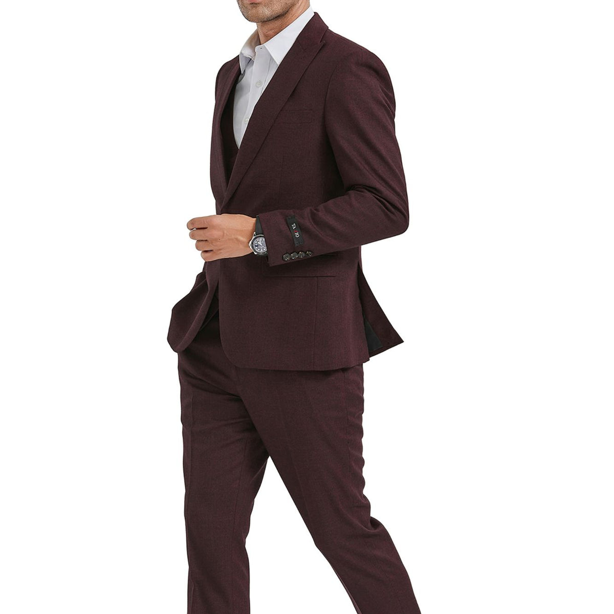Seamless Collection: 3-Piece Slim Fit Solid Textured Suit For Men In C ...