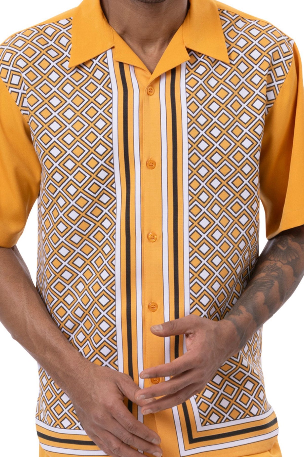 Titan Collection: Men's Symmetrical Argyle Walking Suit Set In Gold ...