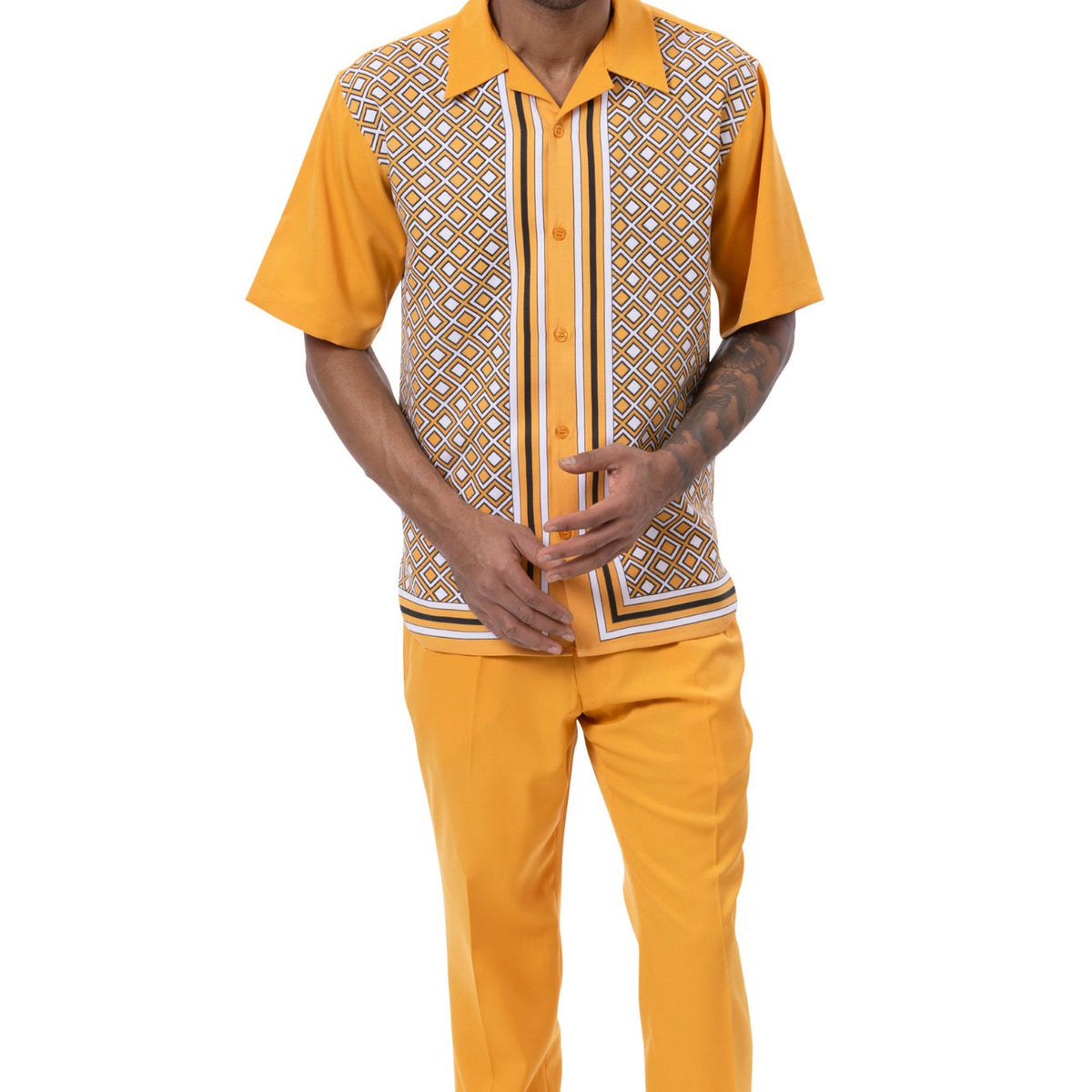 Men’s Gold Argyle 2 Piece Walking Suit Set – Suits & More