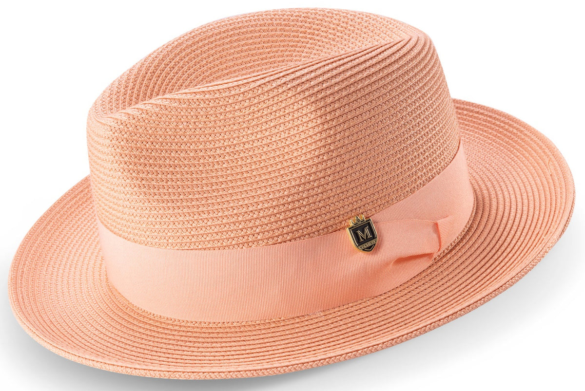 Aurorify Collection: Peach Braided Wide Brim Pinch Fedora Hat – Suits ...