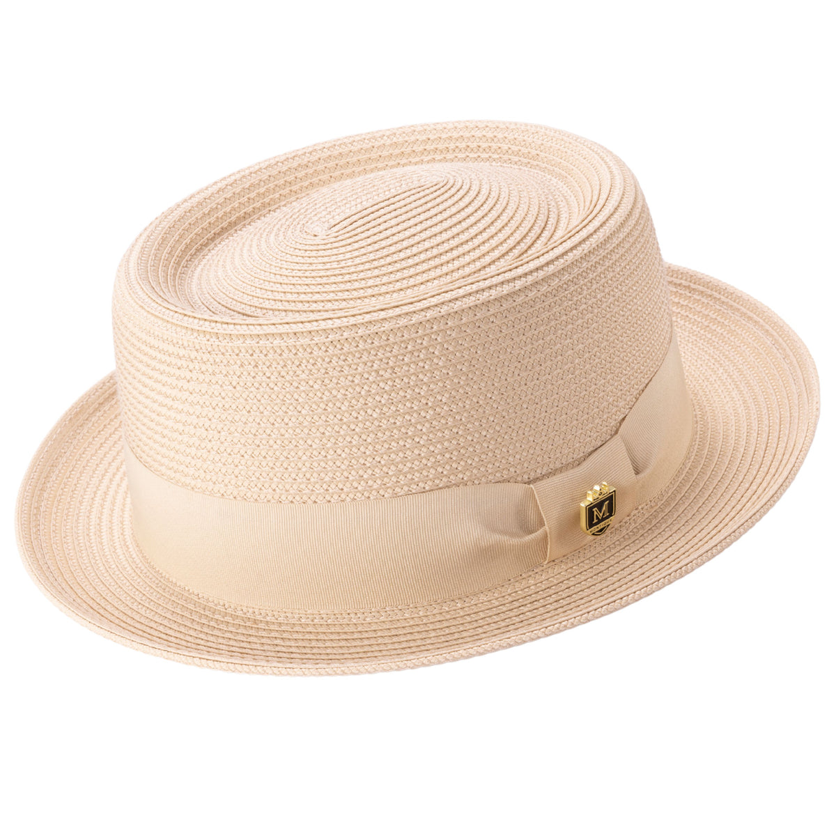 Montique Men’s Solid Beige Straw Pork Pie Hat – Suits & More