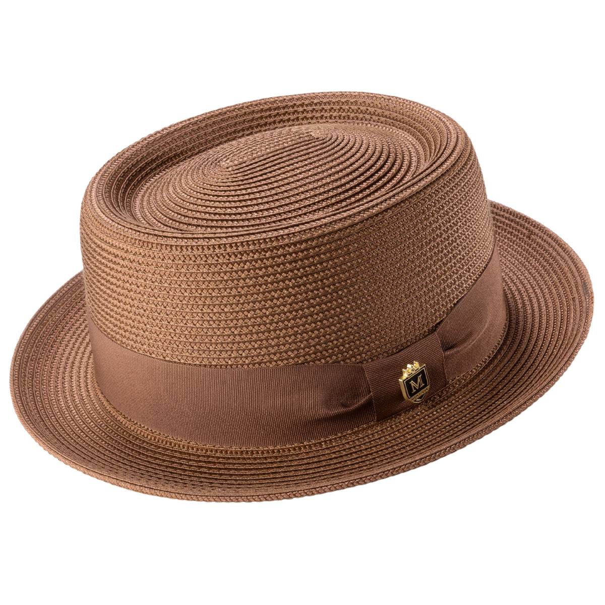 Montique Men’s Solid Cappuccino Straw Pork Pie Hat – Suits & More
