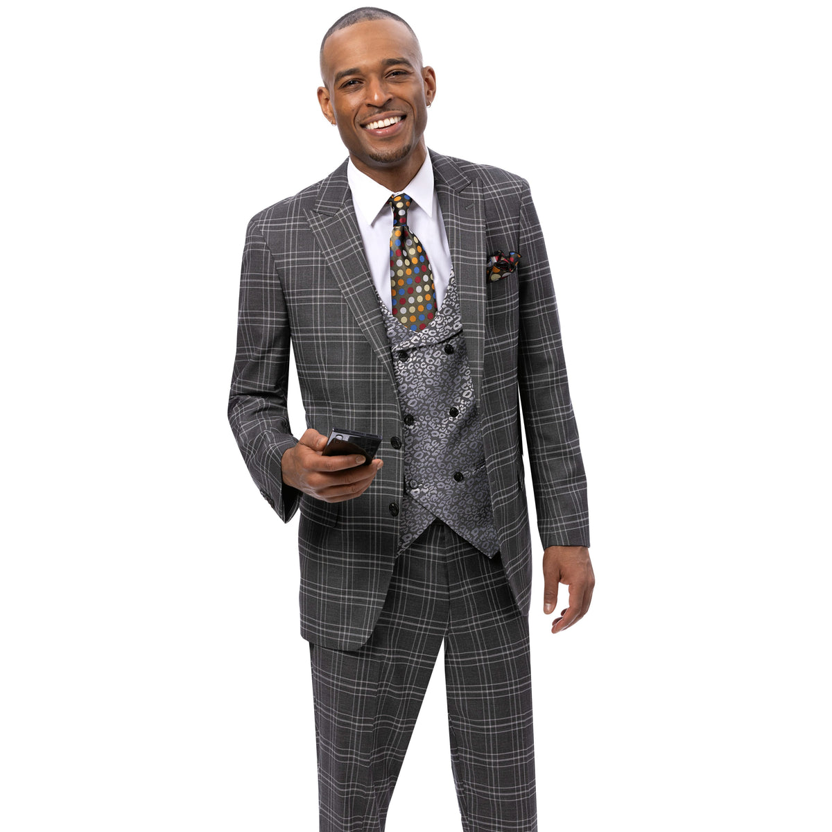 Grey Plaid Three-Piece Suit - Sophisticated Charisma – Suits & More