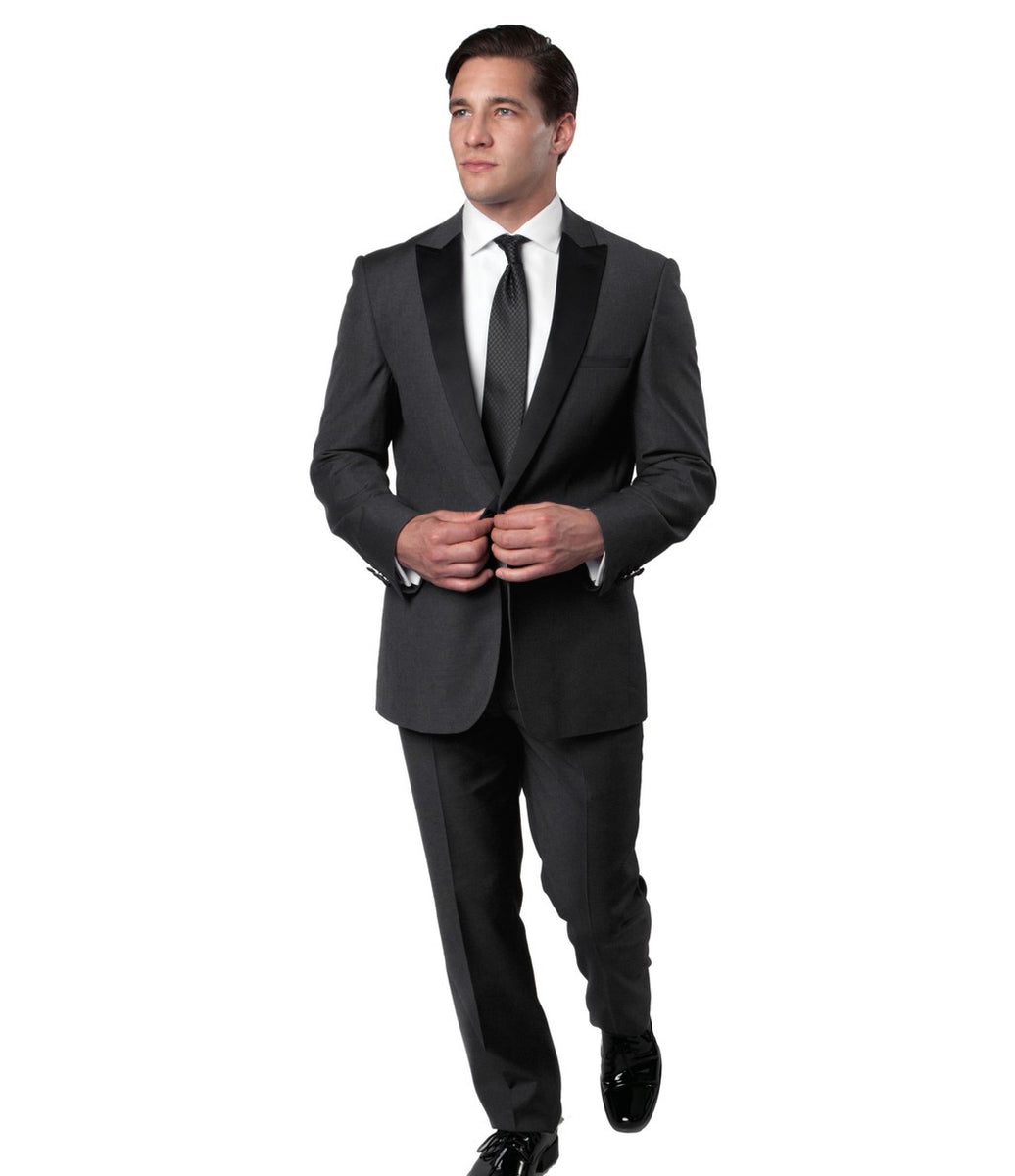 Zosimo Charcoal Grey Tuxedo with Black Lapel – Understated Elegance ...