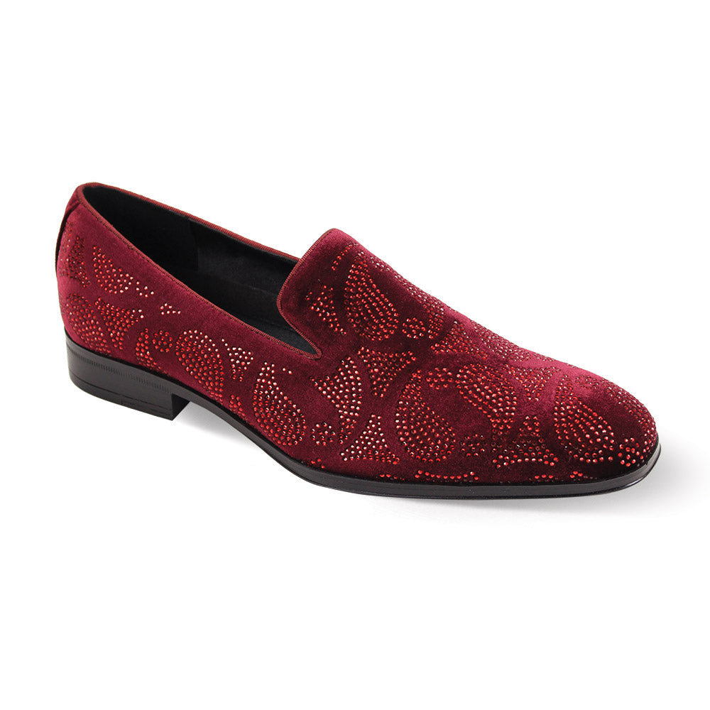 Buy Wine Crystal-Studded Velvet Smoker Shoes | Vintner Velvet ...