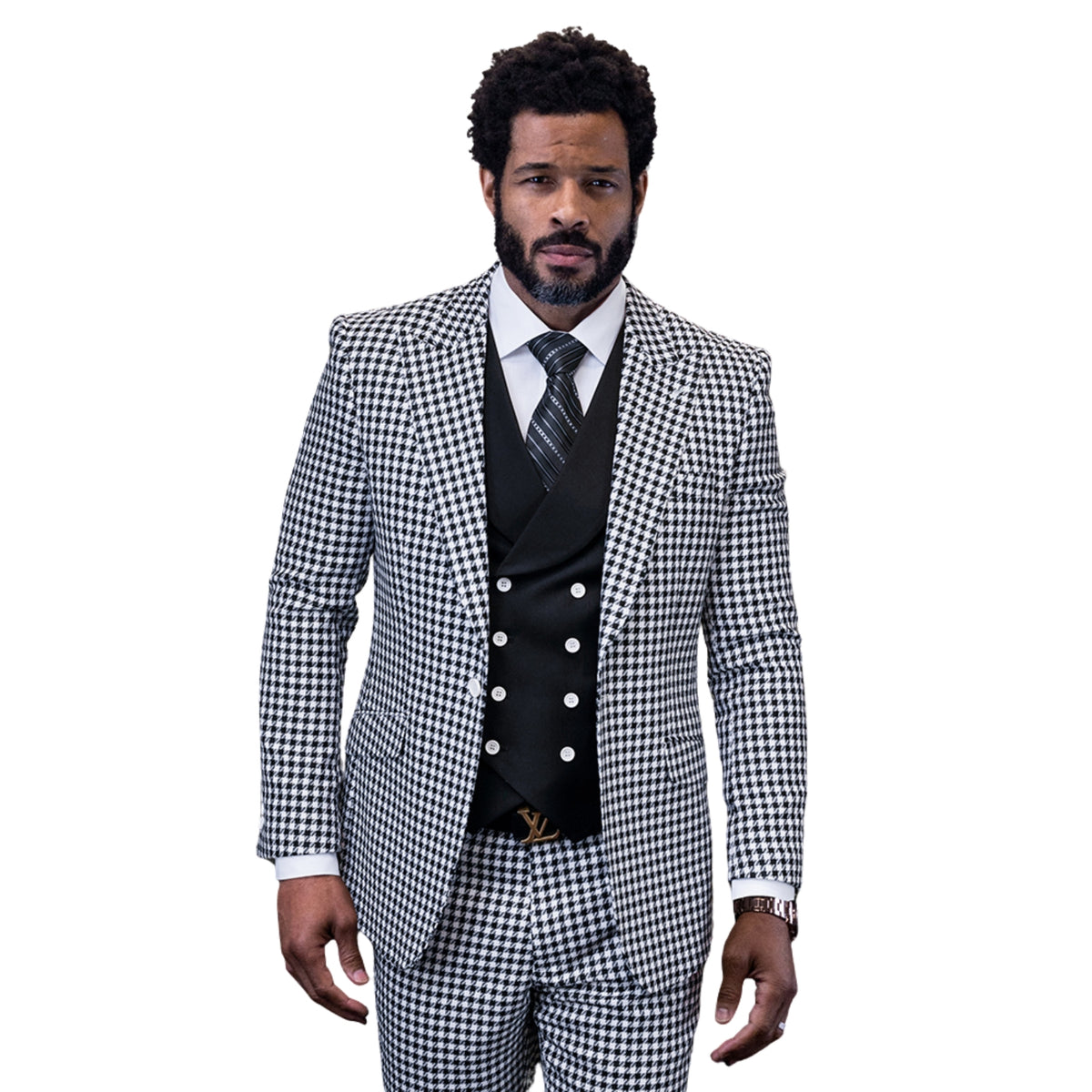 Black Plaid Suit with Contrast Vest | Monarch Majesty – Suits & More