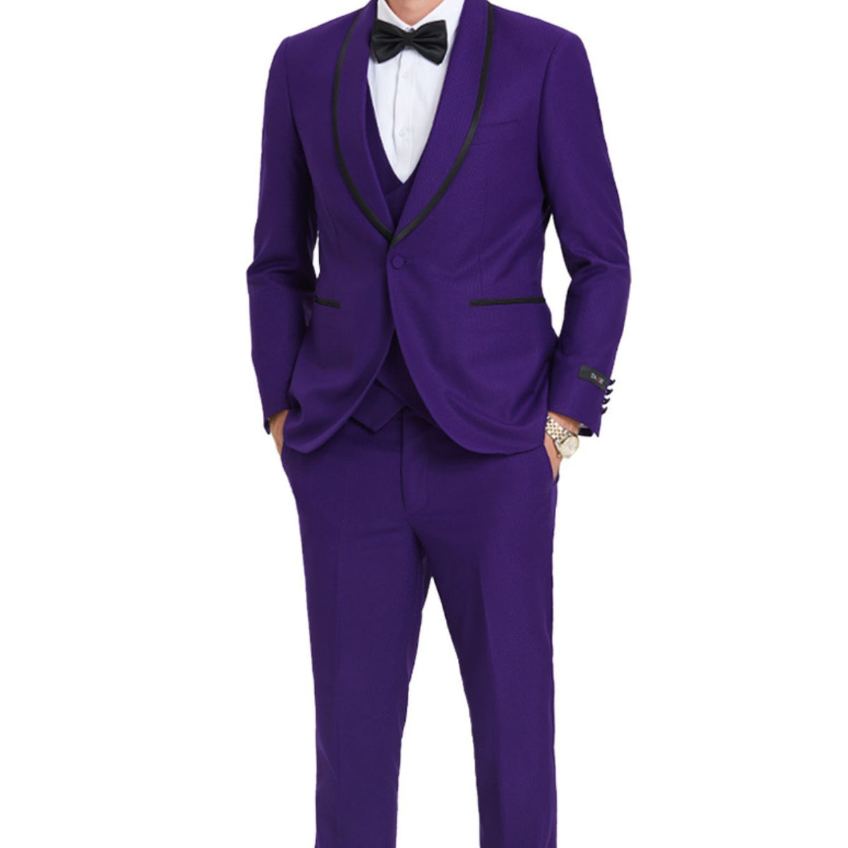 Tranquility Collection: Men's Birdseye 3-Piece Suit In Purple - Slim F ...