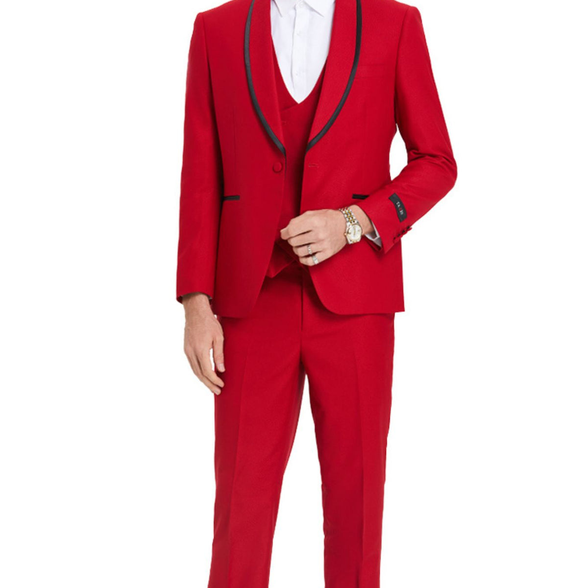 Tranquility Collection: Men's Birdseye 3-Piece Suit In Red - Slim Fit ...