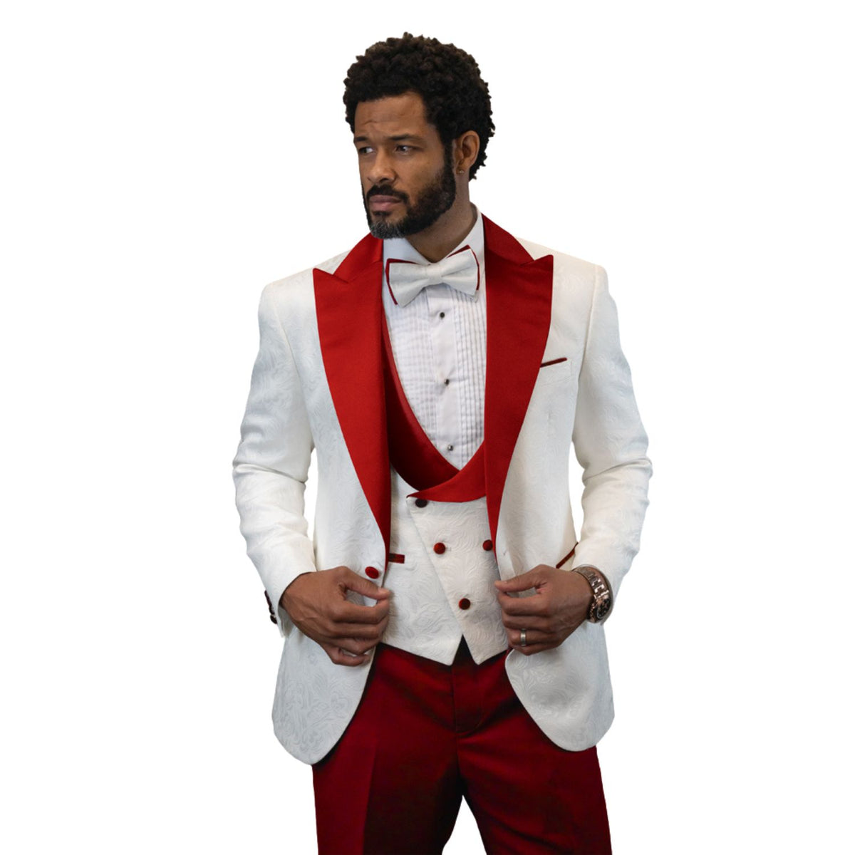 Aldebaran Collection: Men's 3-Piece Tuxedo Suit In Red – Suits & More