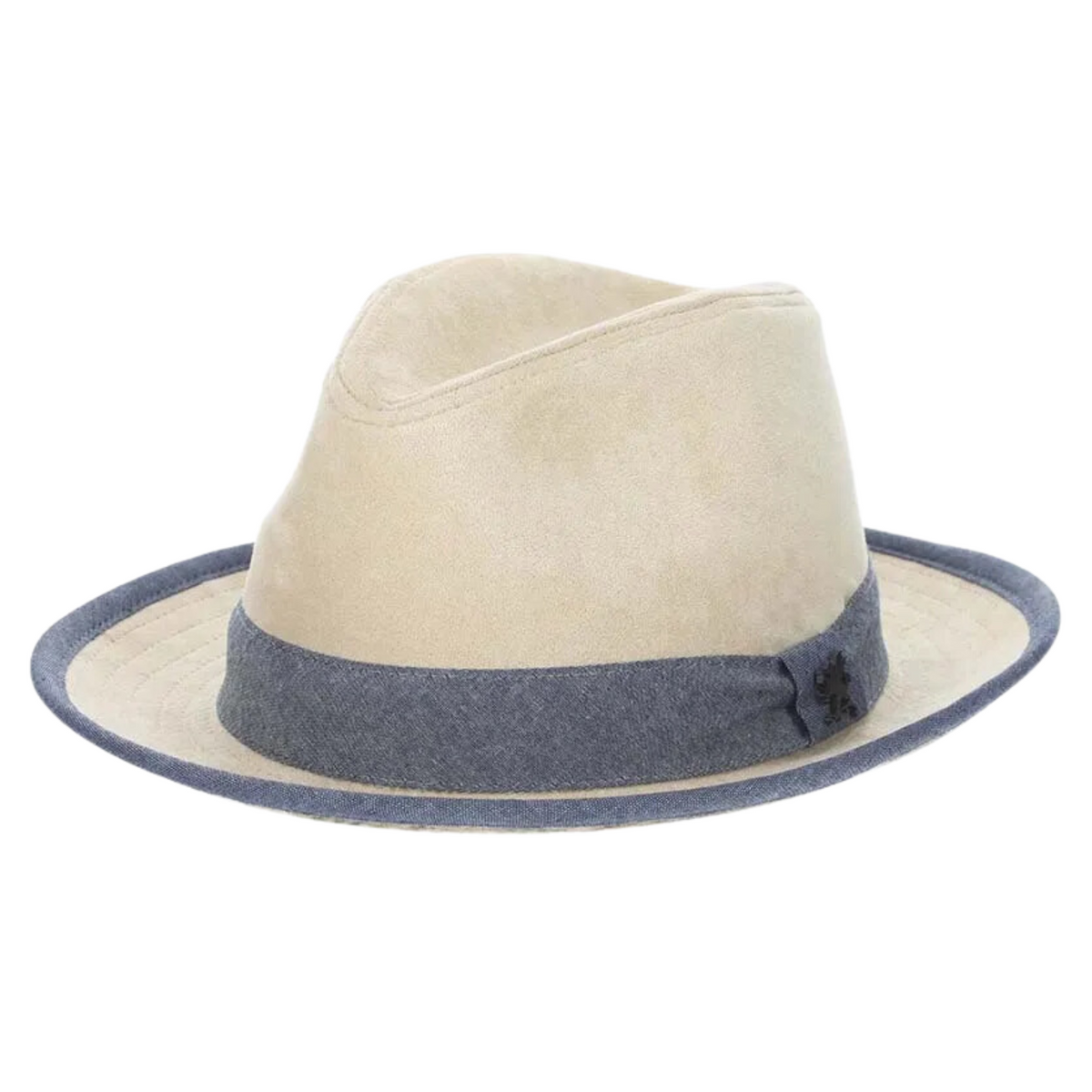 Stacy Adams Beige Suede Fedora with Plaid Pattern Underbrim & Chambray ...