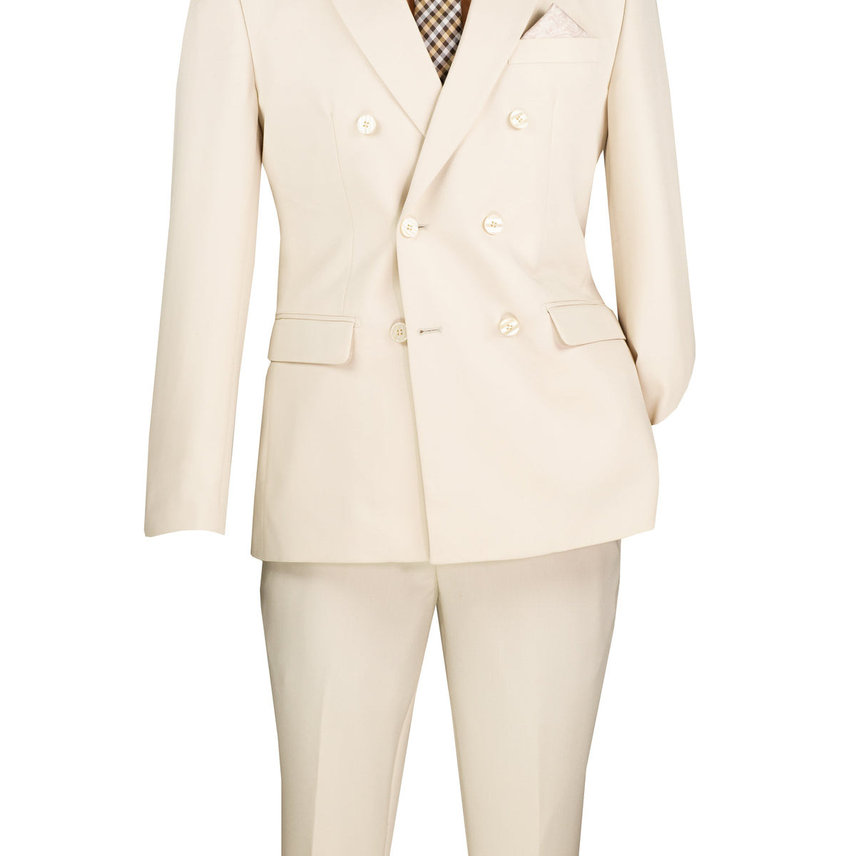 Shapley Collection: Bone White 2-Piece Slim Fit Double Breasted Suit ...