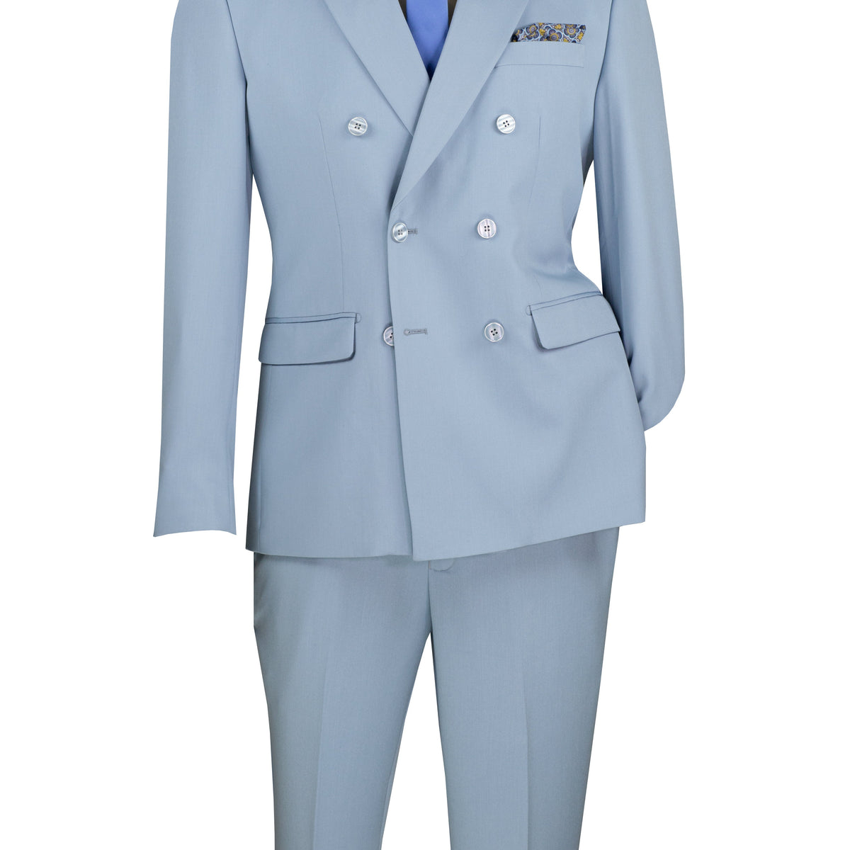 Shapley Collection: Ice Blue 2-Piece Slim Fit Double Breasted Suit ...