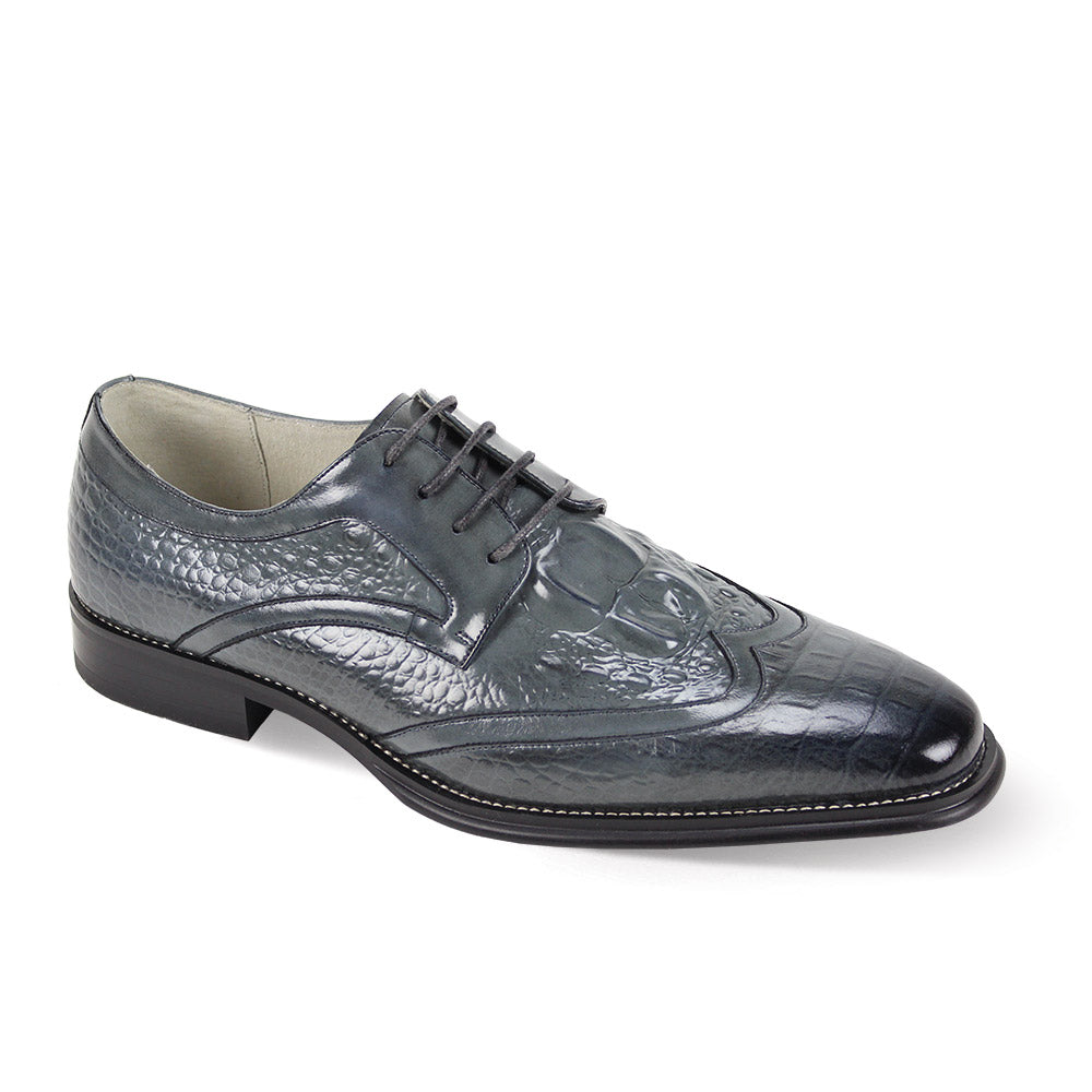 Orion Grey Croco Print Wingtip Shoes | Subtle Sophistication at Suits ...