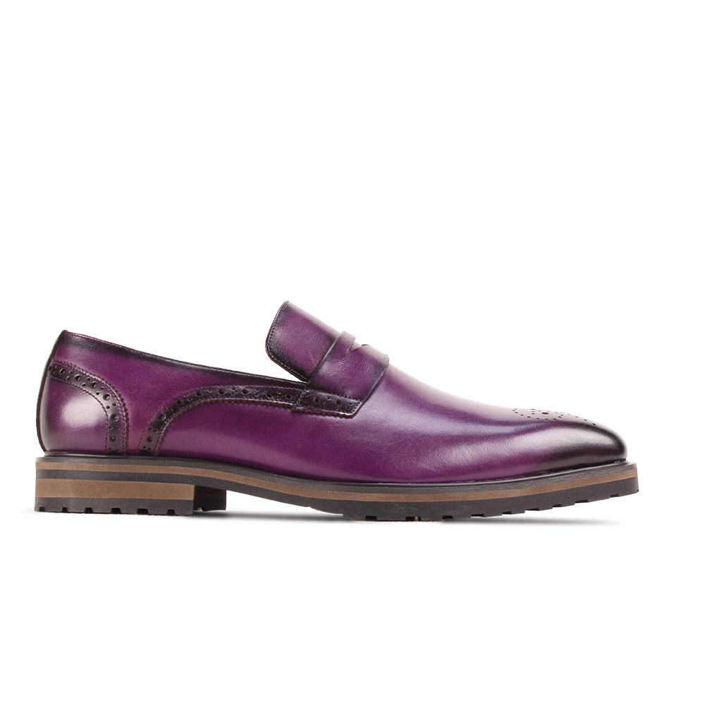 Purple Leather Slip-On with Brogue Detail – Calvero Collection – Suits ...