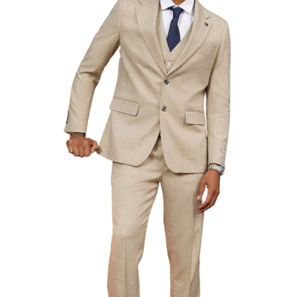Tailorino Collection: Men's Solid Textured 3 Piece Hybrid Fit Suit In ...
