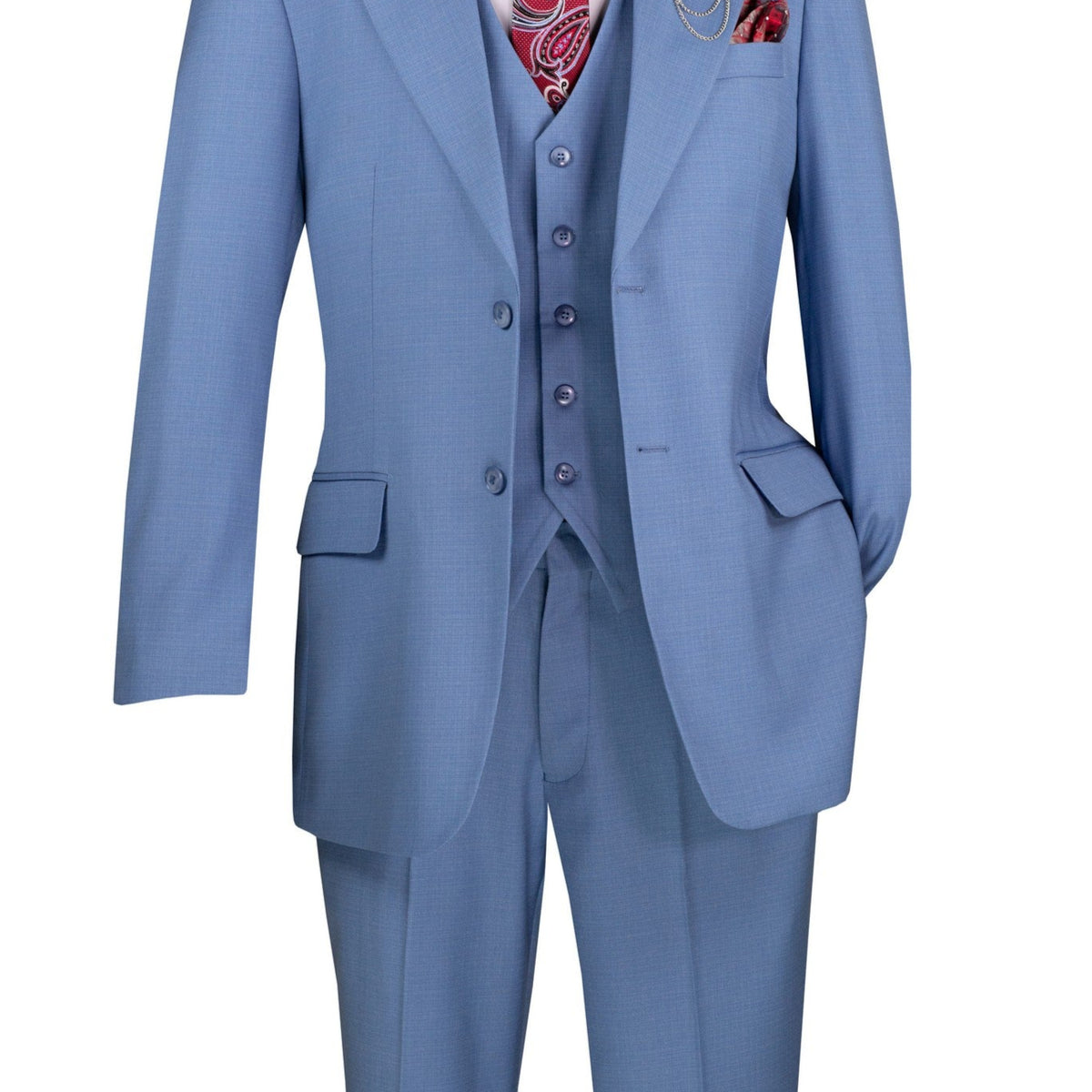 Stello Collection: Dusty Blue Single-Breasted Regular Fit 3-Piece Suit ...