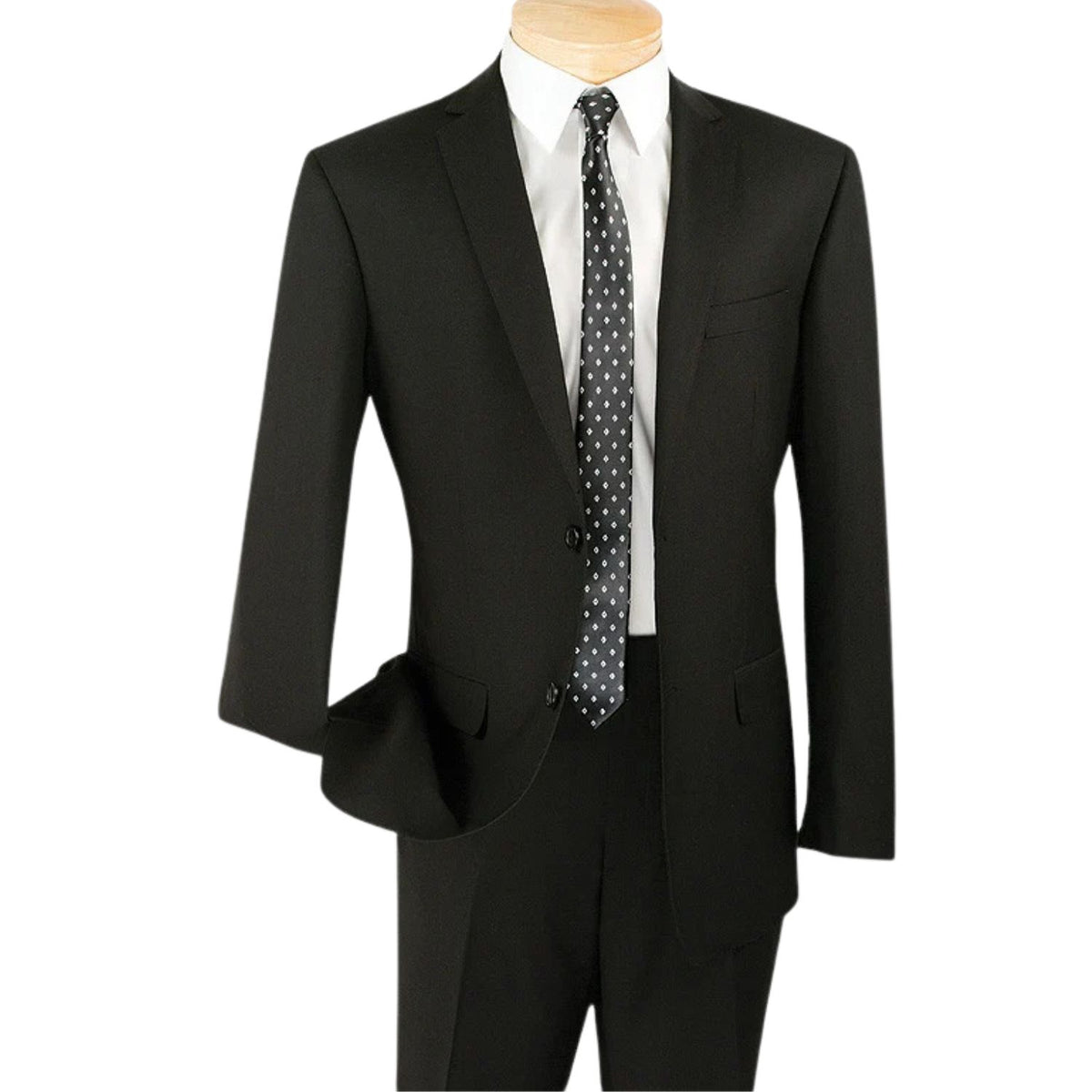 Vintagevo Collection: Solid Black 2 Piece Slim Fit Suit – Suits & More