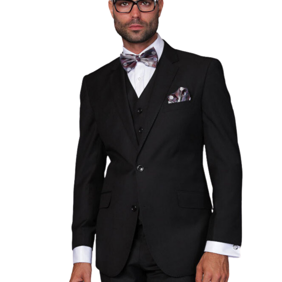 Black 3PC Solid Suit Super 150's Italian Wool Modern Fit – Suits & More