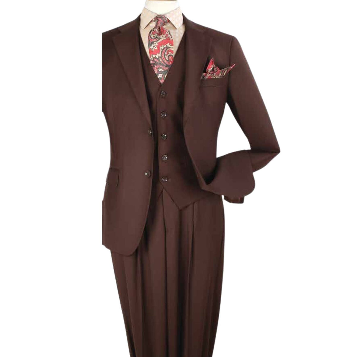 Luxury Wool Feel Brown Classic Fit 3-Piece Suit Set with Vest – Suits ...