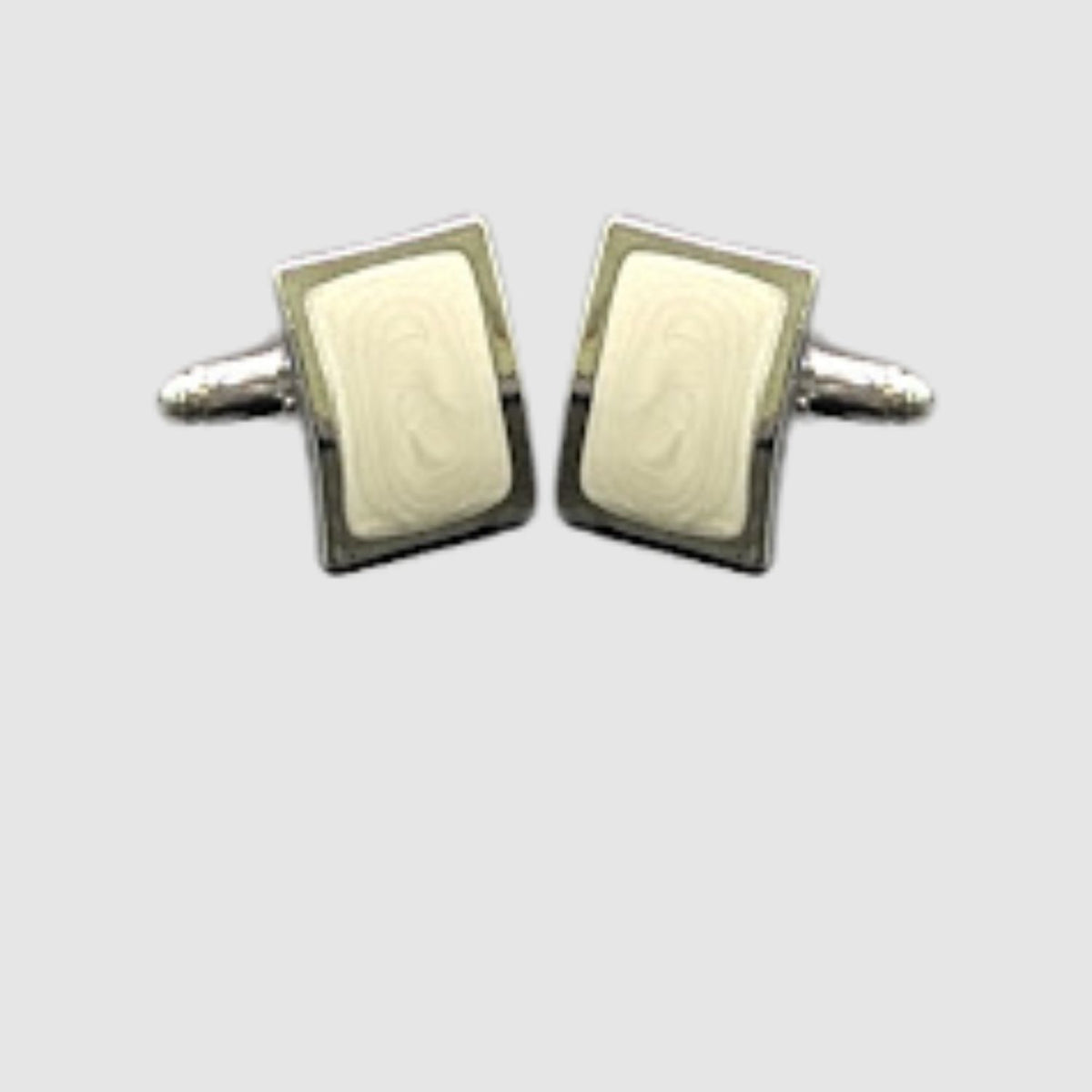 Minimalist Silver With White Shade Cufflinks – Suits & More