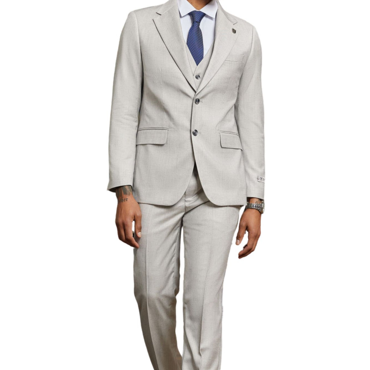 Dashify Collection: Men's Solid Textured 3 Piece Hybrid Fit Suit In Li ...