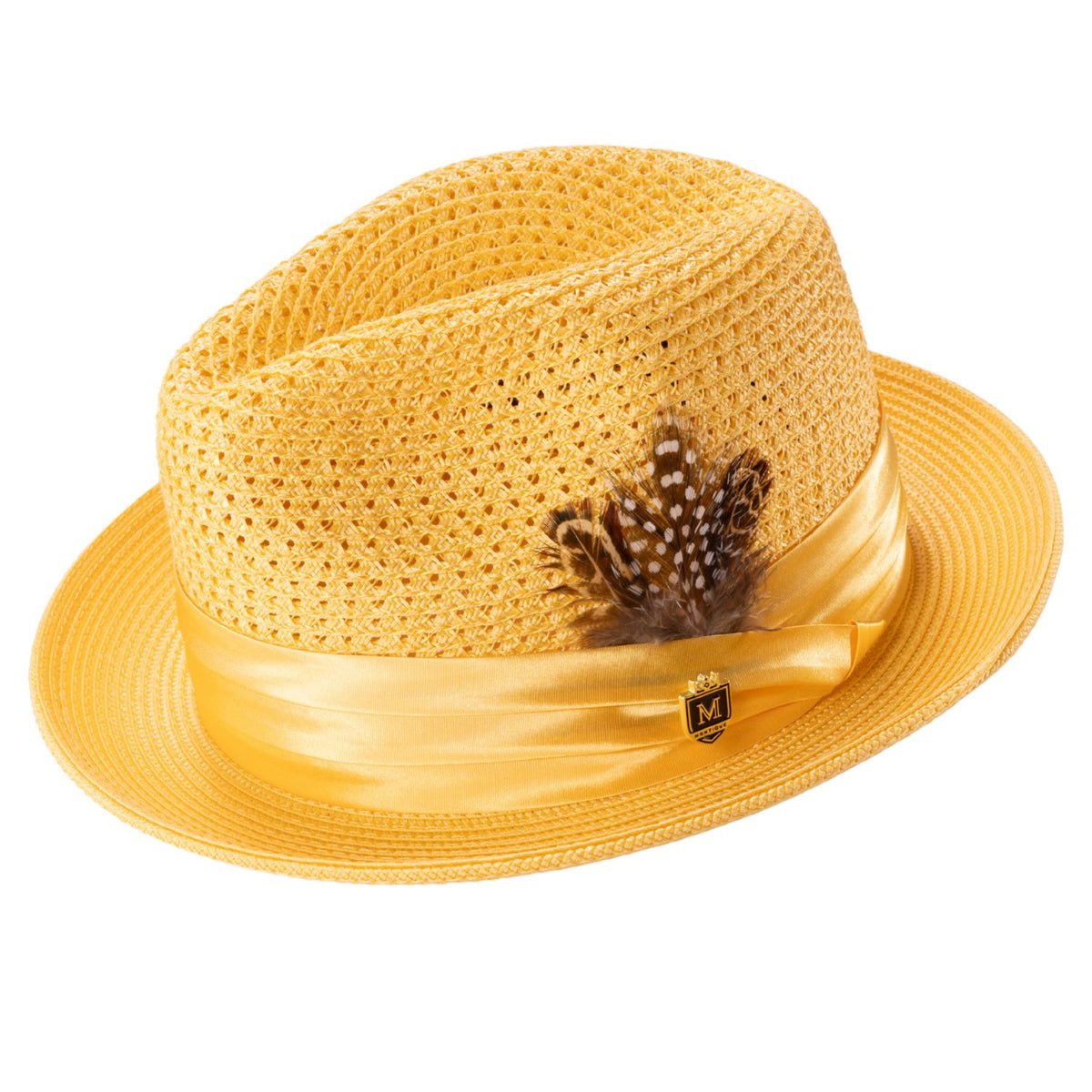 Glossaric Collection: Canary Solid Color Pinch Braided Fedora Hat ...