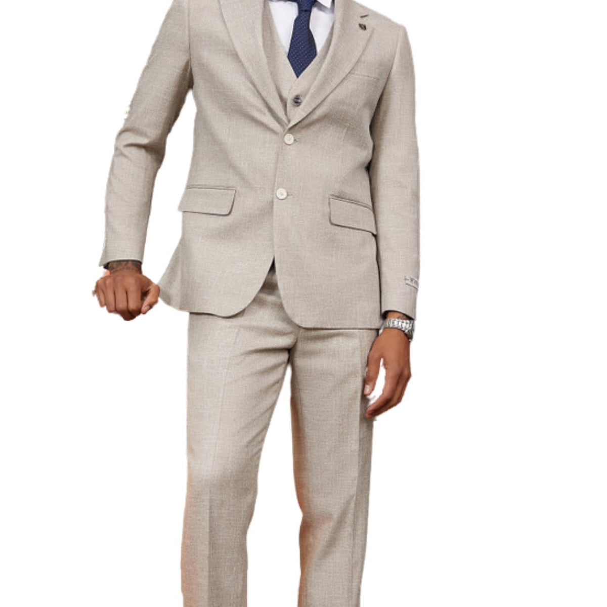 Tailorino Collection: Men's Solid Textured 3 Piece Hybrid Fit Suit In ...