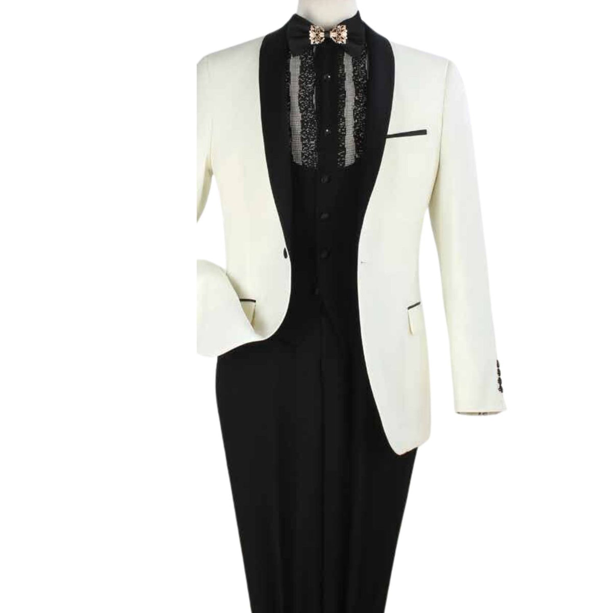 Men's Ivory Modern Fit 3-Piece Luxury Wool-Feel Suit – Suits & More