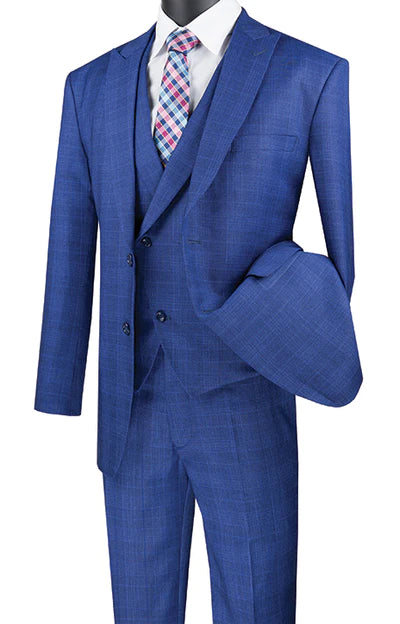 Countess Couture Collection: Blue 3 Piece Glen Plaid Modern Fit Suit ...