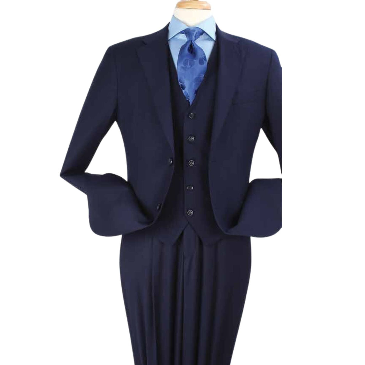 Luxury Wool Feel Navy Classic Fit 3-Piece Suit Set with Vest – Suits & More