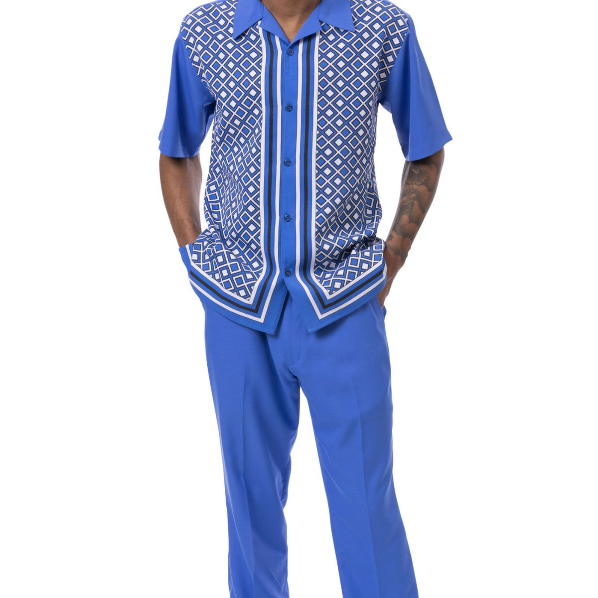 Titan Collection: Men's Symmetrical Argyle Walking Suit Set In Royal ...