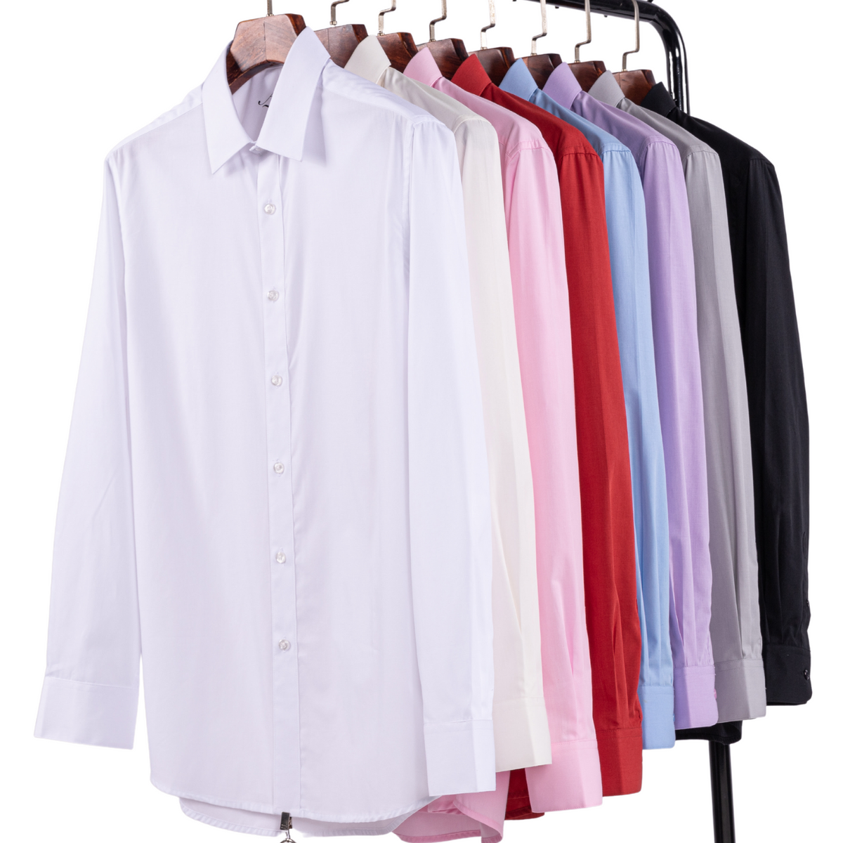 Solid Color Long Sleeve Button-Up Slim Fit Dress Shirt – Suits & More