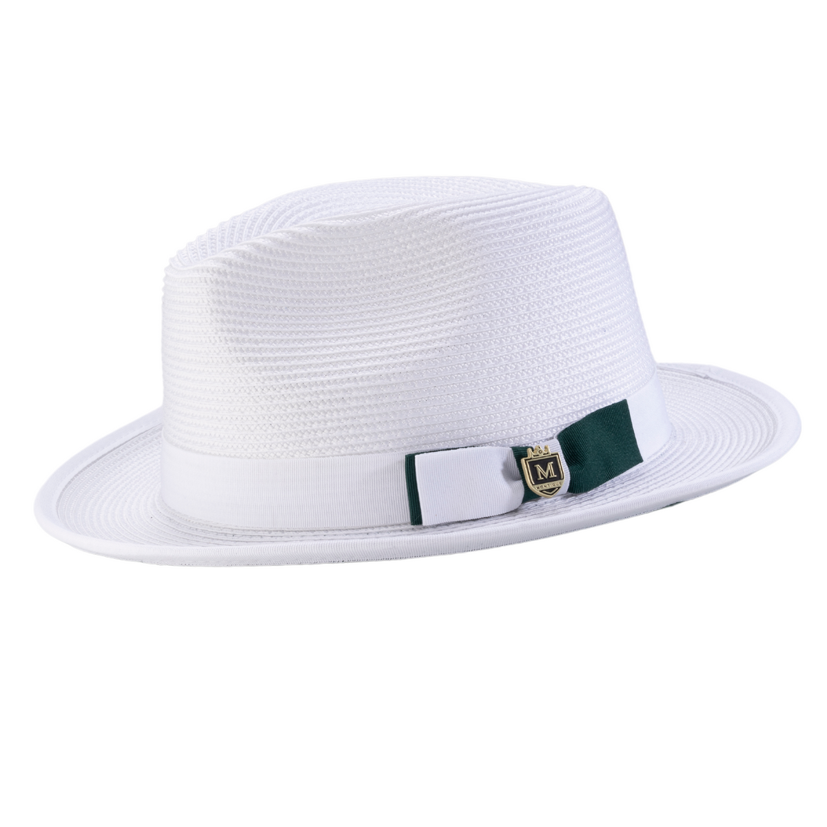 White Wide Brim Fedora Hat Emerald Bottom by Montique – Suits & More