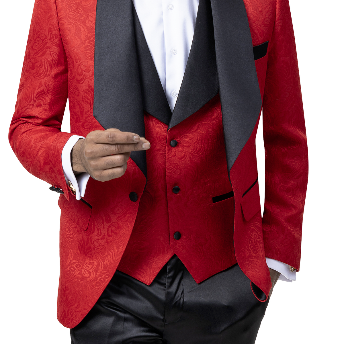Pavo Collection: Red Tone on Tone Design Fashion Blazer & Vest-Soprano ...
