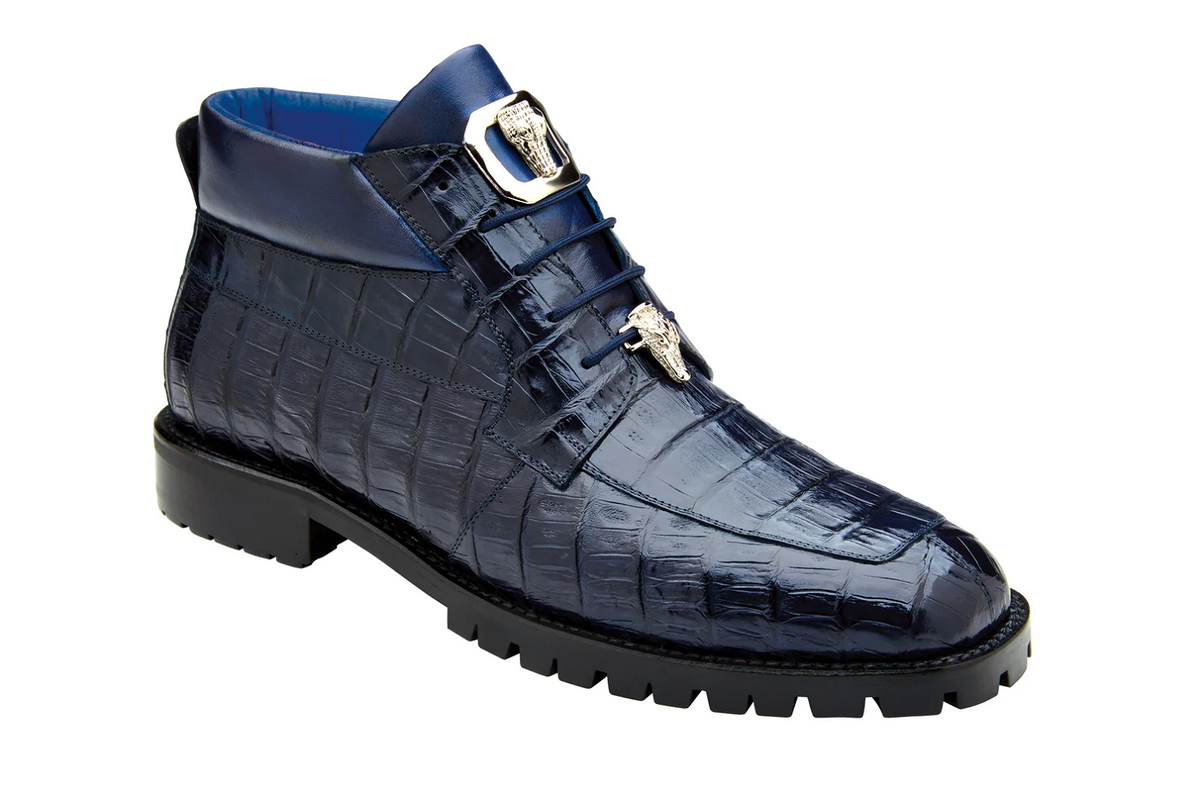Men's Genuine Caiman Crocodile Shoes in Navy-Gallardo – Suits & More