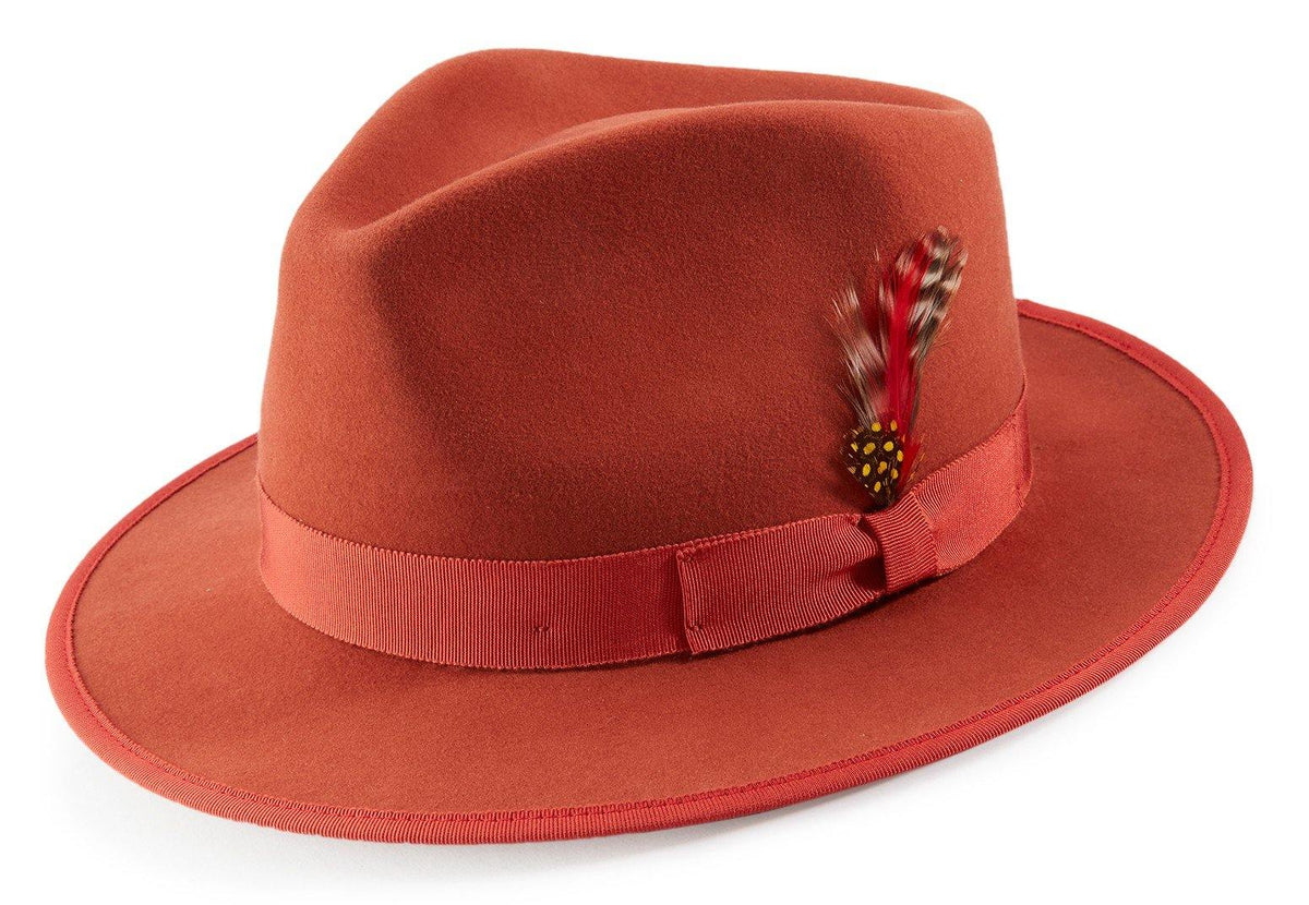 Cognac Wide Brim Wool Felt Hat by Montique – Suits & More