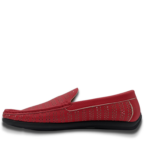 Montique Men's Red Perforated Driving Shoes S22 – Suits & More