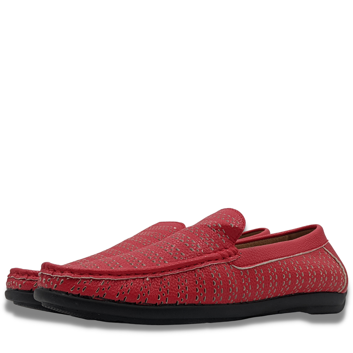 Montique Men's Red Perforated Driving Shoes S22 – Suits & More